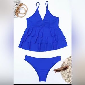 Swim | New Royal Blue Tankini Tiered Layer Swimsuit Bathing Suit Sz L ...